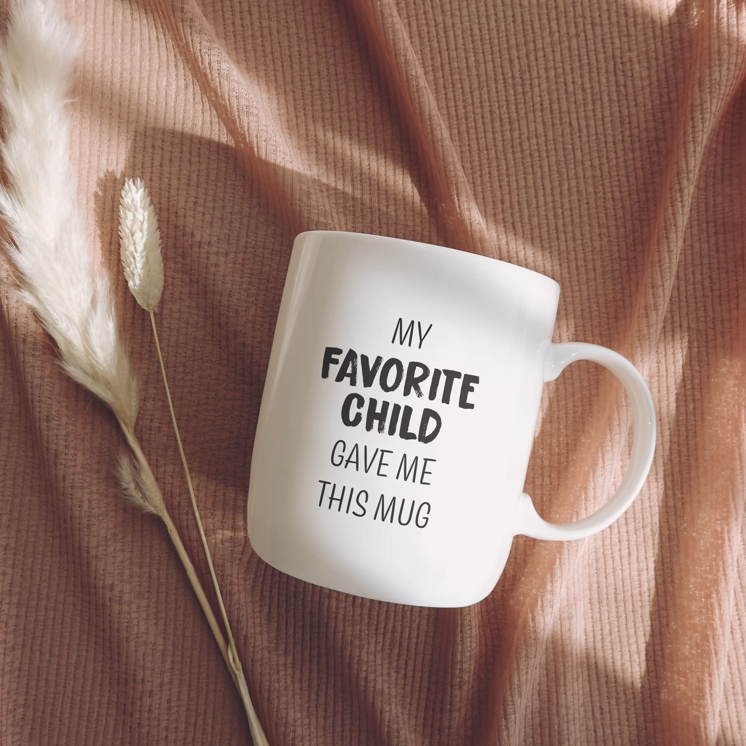 GALVANOX Coffee Mug with Electric Warmer, Gift for Mom or Dad with Heated Base - Great for Coffee Lover Parent, Birthday, Christmas, My Favorite Child Gave Me This Mug (12oz) Gift Boxed
