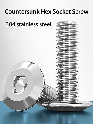 COYOUCO 100 Pcs M4 X 10/12/14/15Mm Metric Hex Socket Countersunk Flat Head Screw Bolts - 304 Stainless Steel,M5*12 100