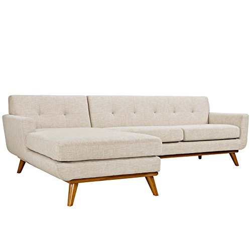 Modway EEI-2068-BEI-SET Engage Left-Facing Upholstered Fabric Sectional Sofa, Beige