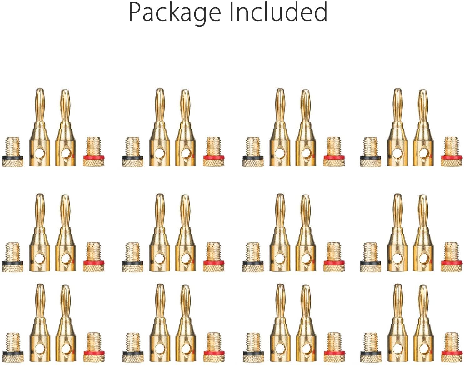 SUNJOYCO 12 Pairs 24K Gold Plated Speaker Banana Plugs for Speaker Wire, Home Theater, Wall Plates
