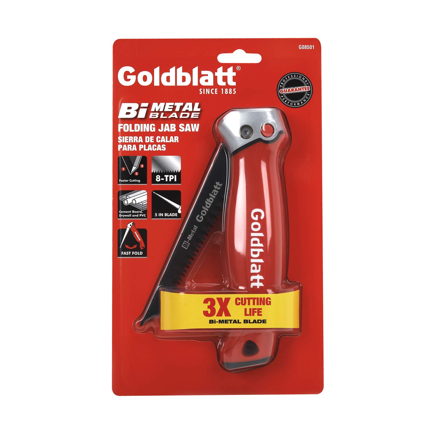 Goldblatt Folding Drywall / Sheetrock Saw, Jab / Hand Saw with Soft Grip Handle, for Wallboard, Plywood and PVC