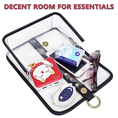KUI WAN Clear Bag Stadium Approved,Clear Purse for Women Clear Crossbody Bag for Sport Event Concert,Black