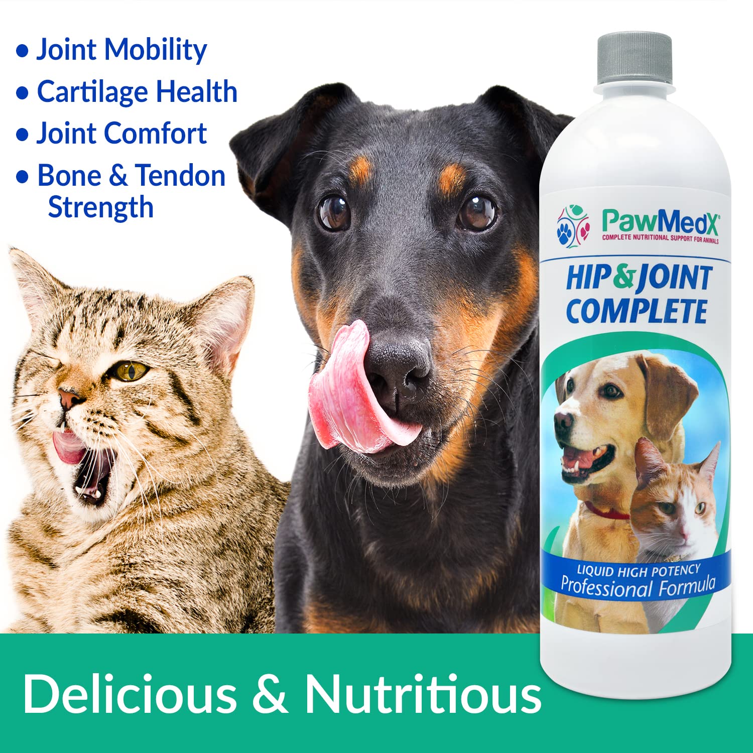 Liquid Glucosamine for All Dogs by Eniva | Hip, Joint, Bones & Teeth, Professional Extra Strength Liquid, Glucosamine, Chondroitin, MSM, Collagen, VIT C, Calcium, Antioxidants | USA Made– 32oz