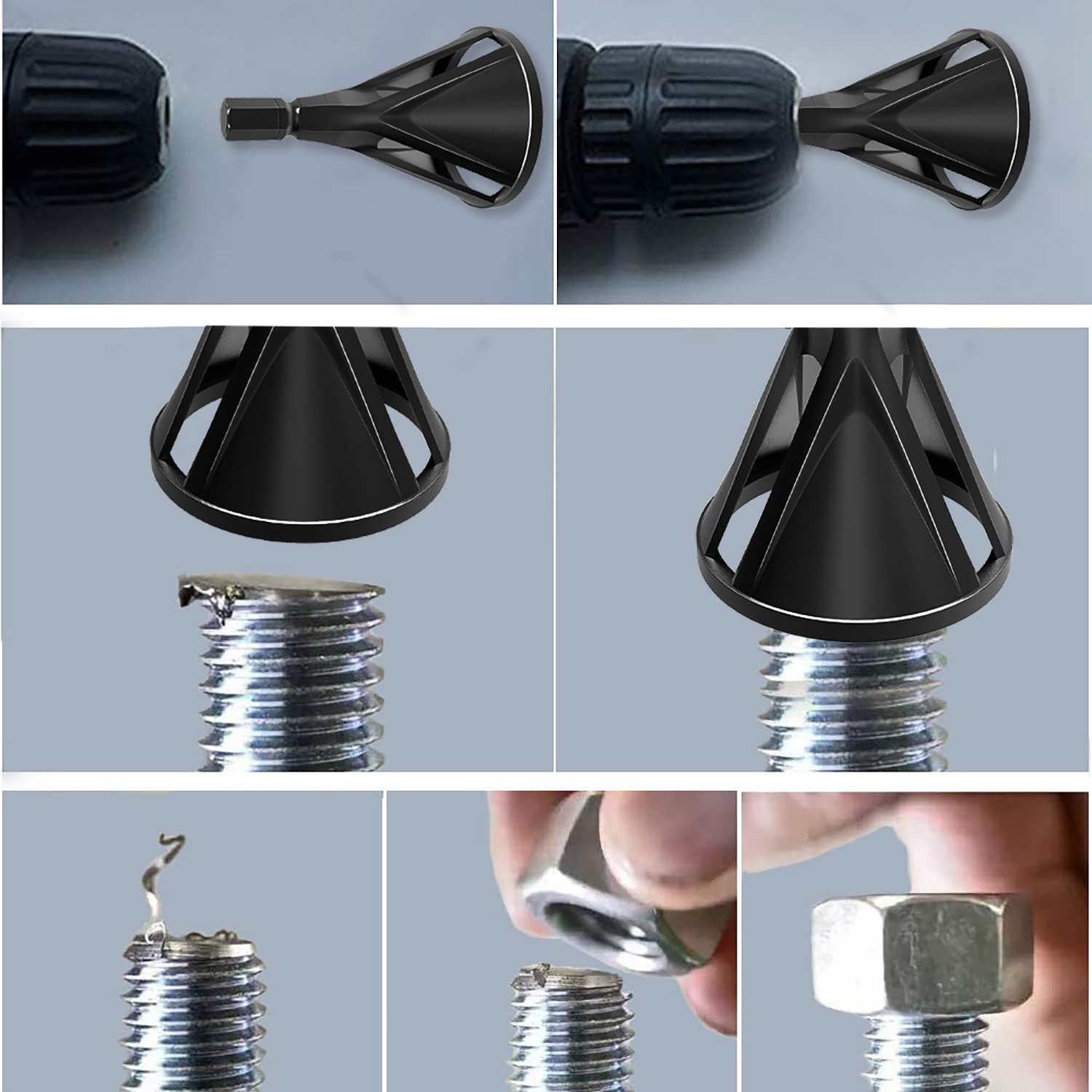 Deburring External Chamfering Tool, Chamfer Tool Deburring External Drill High Speed Stainless Steel Burr Removal Bit Quickly Repairs Damaged Metal External Chamfer Deburring Tool (Black -1)