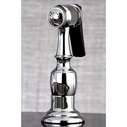 Kingston Brass KB1791WLLBS 8" to 16" Widespread Kitchen Faucet with Brass Sprayer, 8-1/4" in Spout Reach, Chrome
