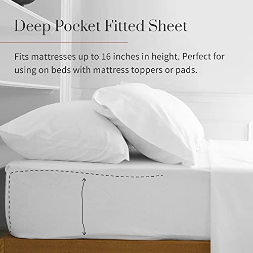 Everspread Bed Linen Set, (4 Piece Sheet Set), Full Size, White. Ultra-Soft & Breathable. Luxury Bedding. Deep Pockets - Fits Mattresses up to 16 inches. Wrinkle & Fade Resistant