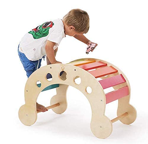 CASSAROKIDS Waldorf Viking Climbing Wooden Rocker - Rainbow