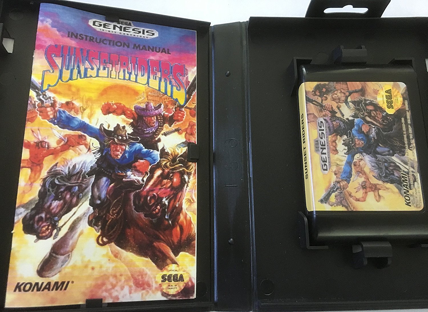 Sunset Riders (Sega Genesis / Megadrive) - Reproduction Cartridge with Clamshell Case and Manual