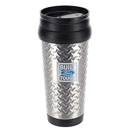 Ford Built Tough Diamond Plate Travel Mug, Stainless Steel, 14 oz.
