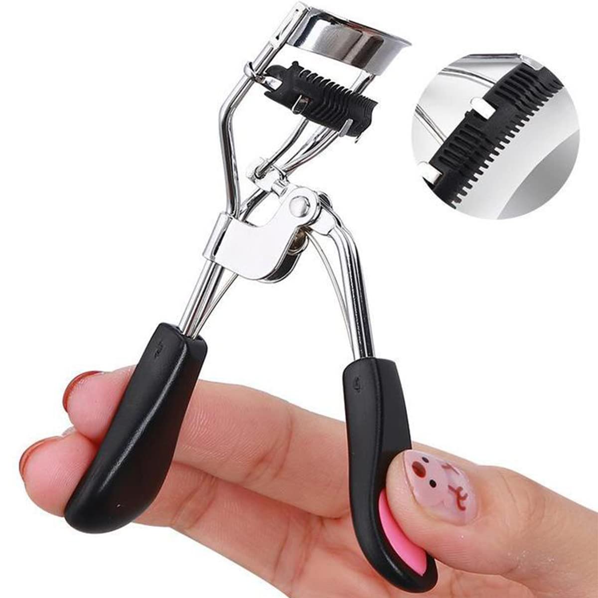 Eyelash Curlers, Eyelash Curler with Comb Eye Lash Curler with Brush, Professional Daily Makeup Tool for Eyelashes Curler with 2 Refill Pads(Black)
