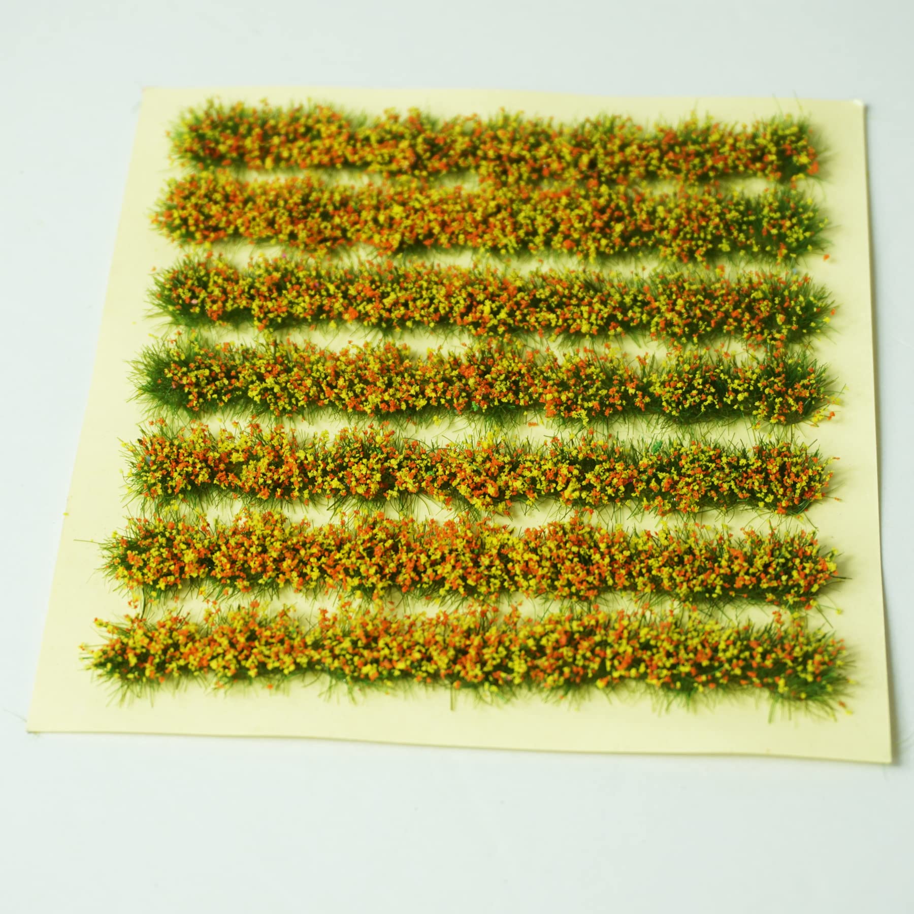 Cayway 2 Color Miniature Shrub Strips Static Shrub Vegetation Groups DIY Miniature Colorful Flower Cluster Static Grass Tuft for DIY Model Train Landscape Railroad Scenery, Orange