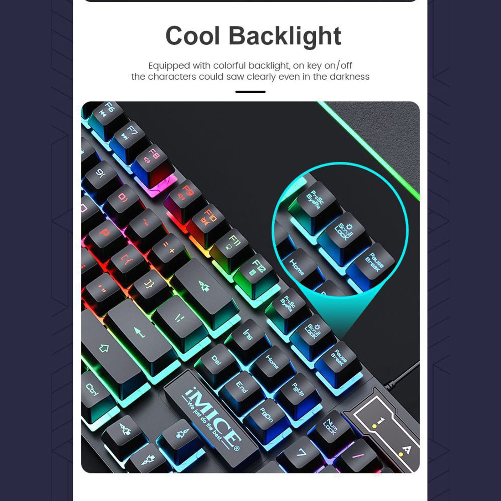 Gaming Keyboard & Mouse Combo Suit, Mini Mechanical Feel Keyboard with RGB LED Lighting, Colorful Floating Key Cap, Mechanical Feel, Luminous, Wired Game, Cool Luminous Texture