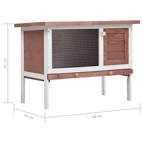 YEZIYIYFOB Rabbit Hutch Bunny House Rabbit Cage Hideout Litter Indoor Small Animal Pet Nesting Box Outdoor Rabbit Castle Condo Wooden Rabbit House Brown 35.4" x 17.7" x 25.6"
