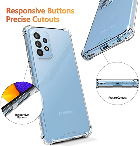 KIOMY πππ πππ Clear Case for Samsung Galaxy A23 4G 5G with 2pcs HD Tempered Glass Screen Protectors Transparent Cover for A23 4G LTE Hybrid Hard PC Back and Flexible TPU Frame Shockproof Bumper