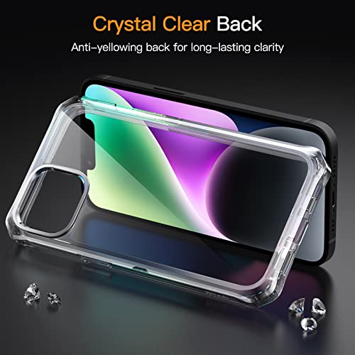 JETech Case for iPhone 14 6.1-Inch with 2-Pack Tempered Glass Screen Protector, 360 Full Body Shockproof Bumper Phone Cover Protective Clear Back (Clear)