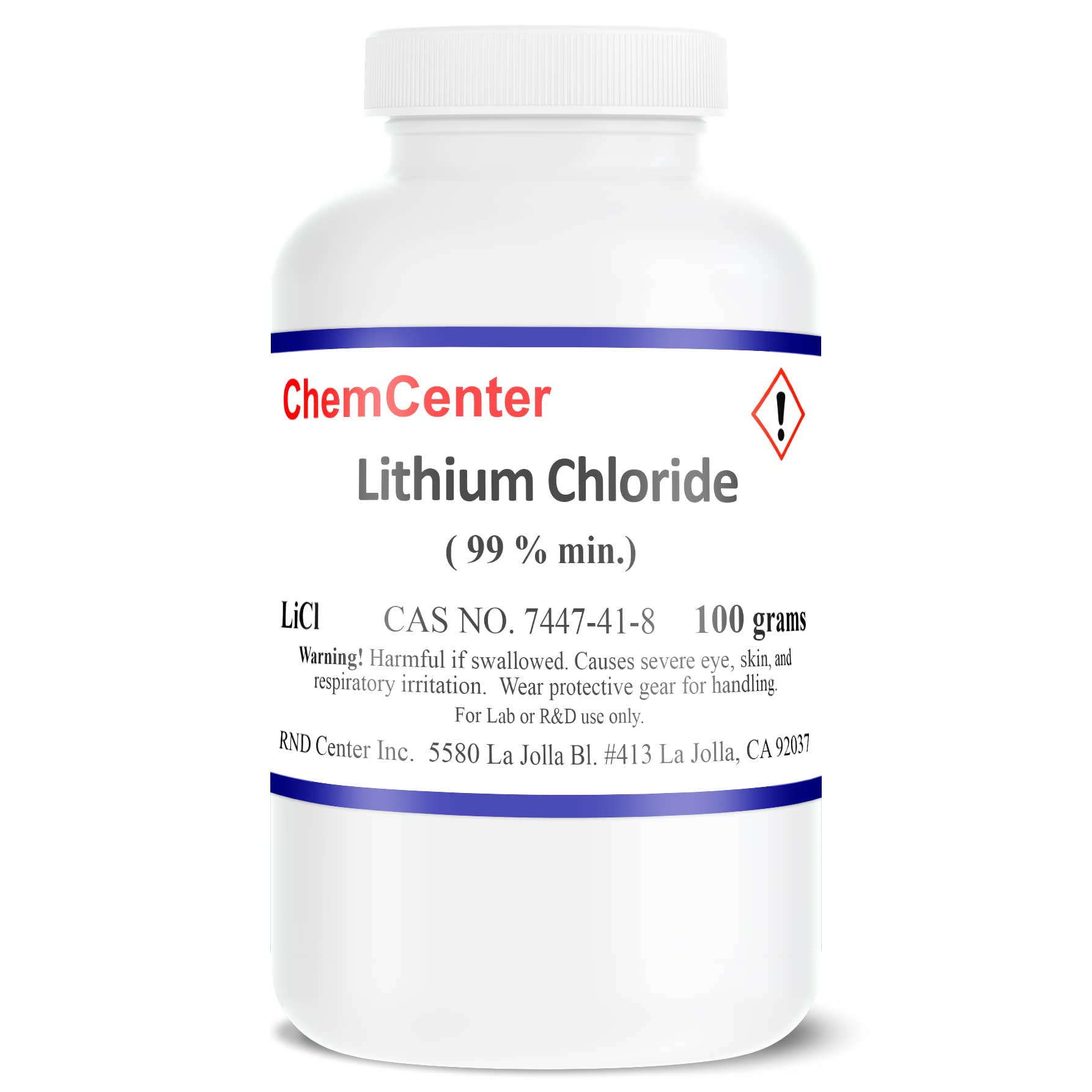 Lithium Chloride, High Purity Powder/Crystals, 100 Grams