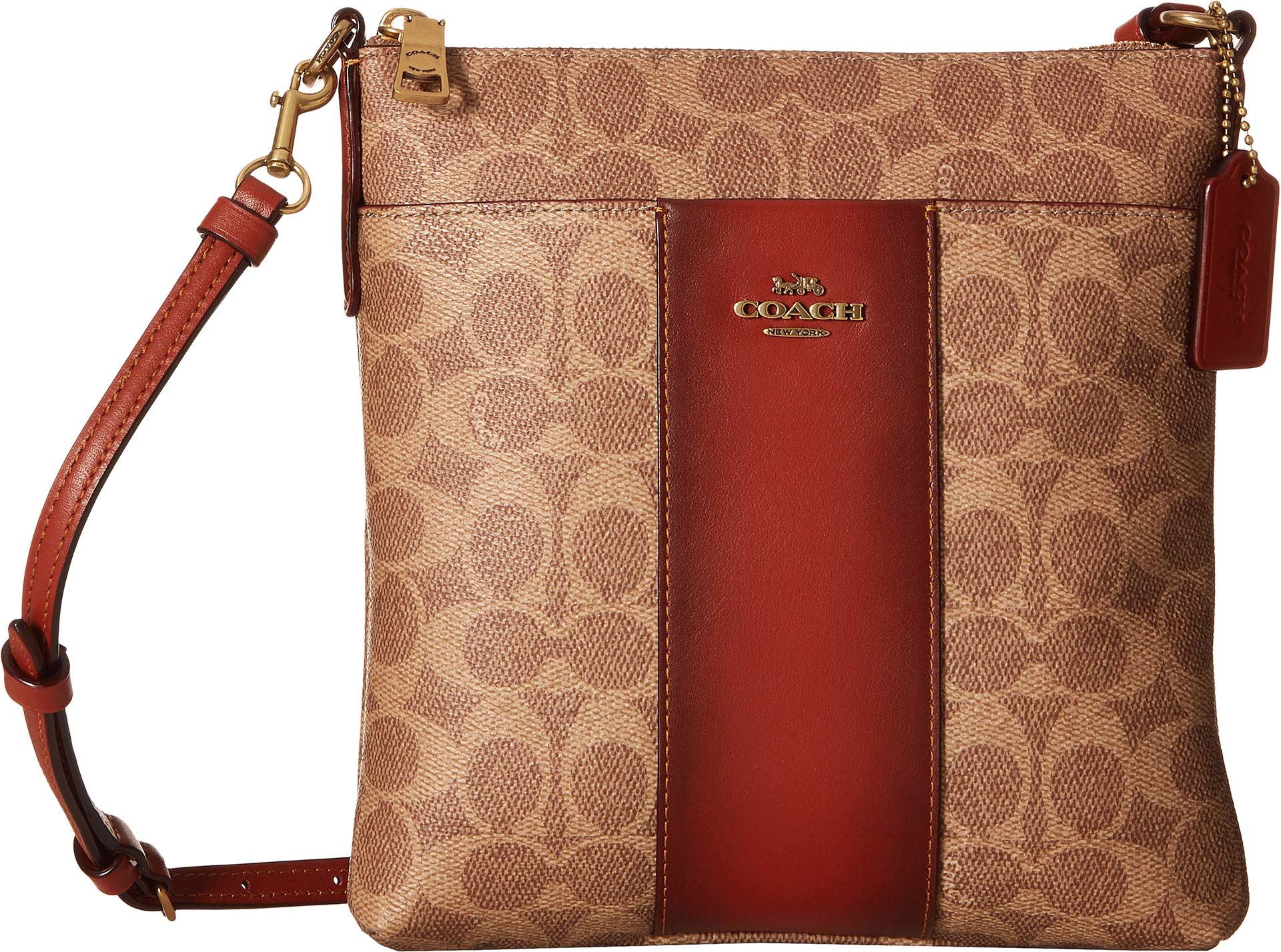 Coach Color-Block Coated Canvas Signature Kitt B4/Tan Rust One Size