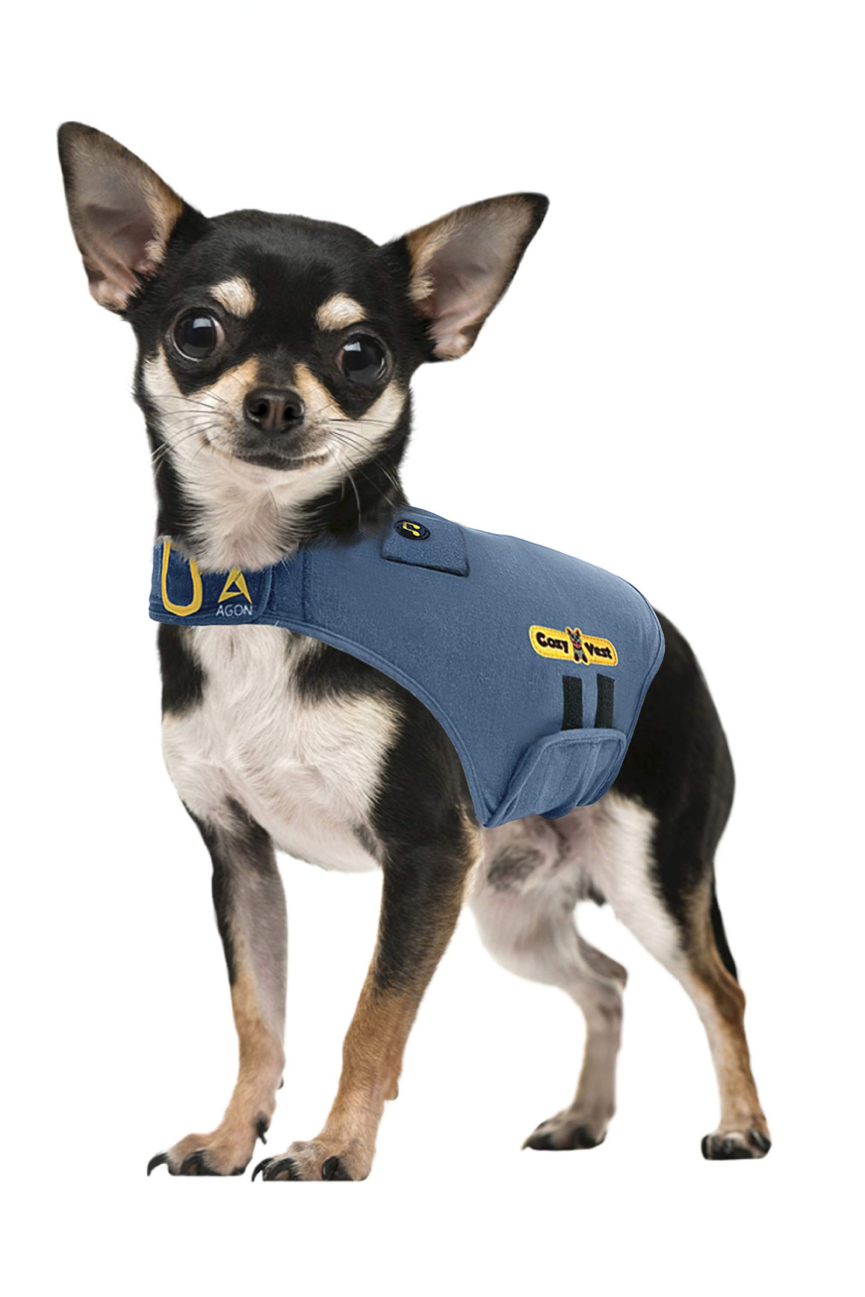CozyVest® Dog Anxiety Vest 3-in-1 Music & Aromatherapy Shirt, Relaxing Sound & Essential Oils Jacket, Fireworks Thunder Separation & Thunderstorm Canine Stress Relief Coat (Gray, XXS [Up to 7 Lbs])