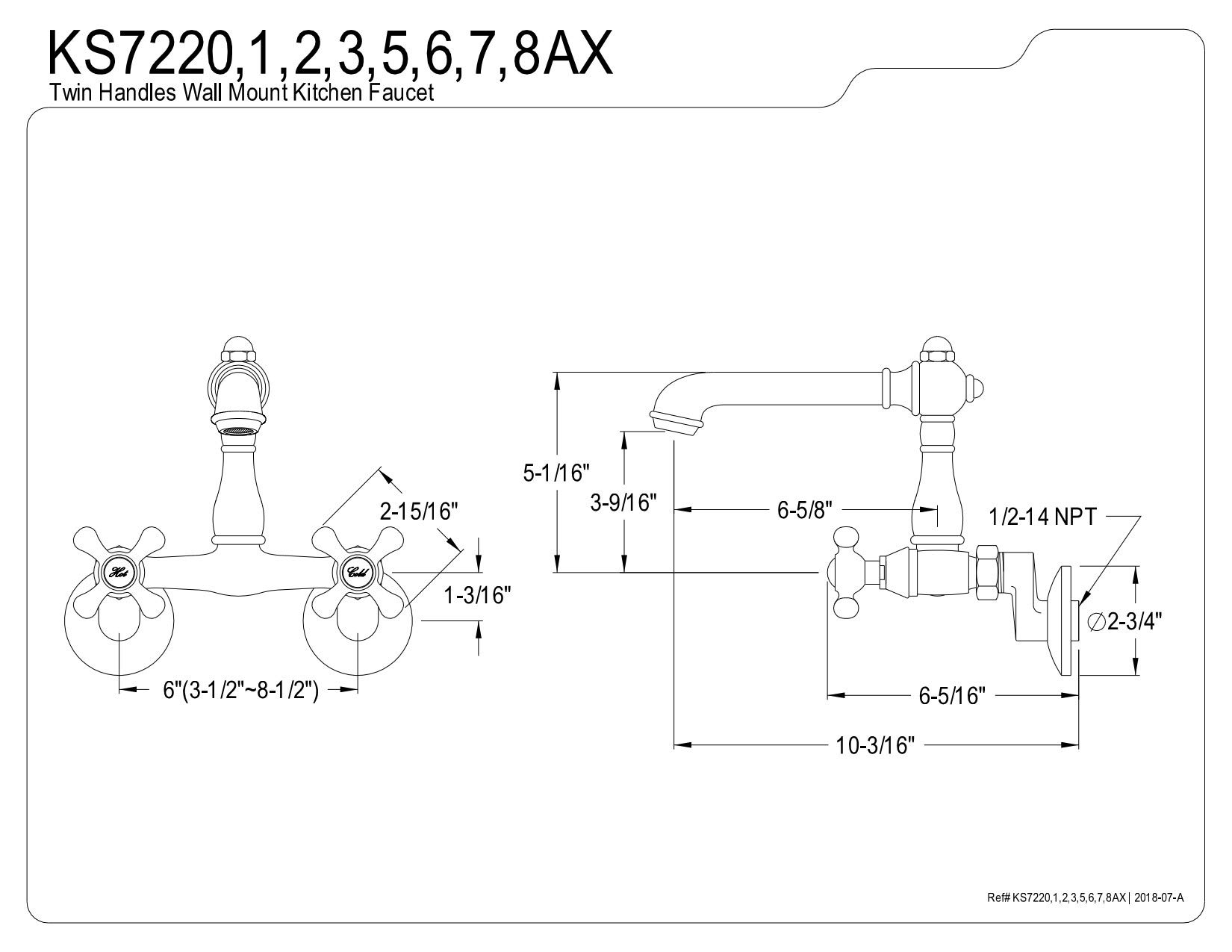 Kingston Brass KS7221AX English Country Kitchen Faucet, Polished Chrome