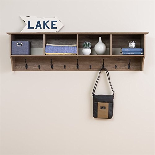 Pemberly Row 60" Wide Hanging Entryway Shelf in Drifted Gray