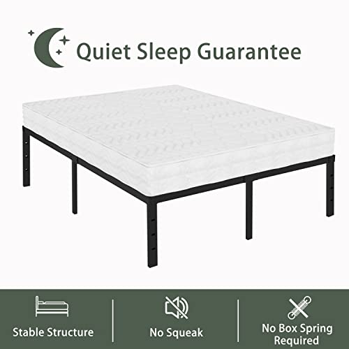 Goltriever King Platform Bed, 18 Inch High Heavy Duty Metal Frame, 4000Lbs Non-Slip Steel Slats Support Bed Frame with Storage, No Box Spring Needed, Easy Assembly, Black