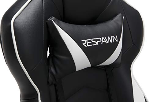 RESPAWN 110 Ergonomic Gaming Chair with Footrest Recliner - Racing Style High Back PC Computer Desk Office Chair - 360 Swivel, Adjustable Lumbar Support, Headrest Pillow, Padded Armrests - 2019 White