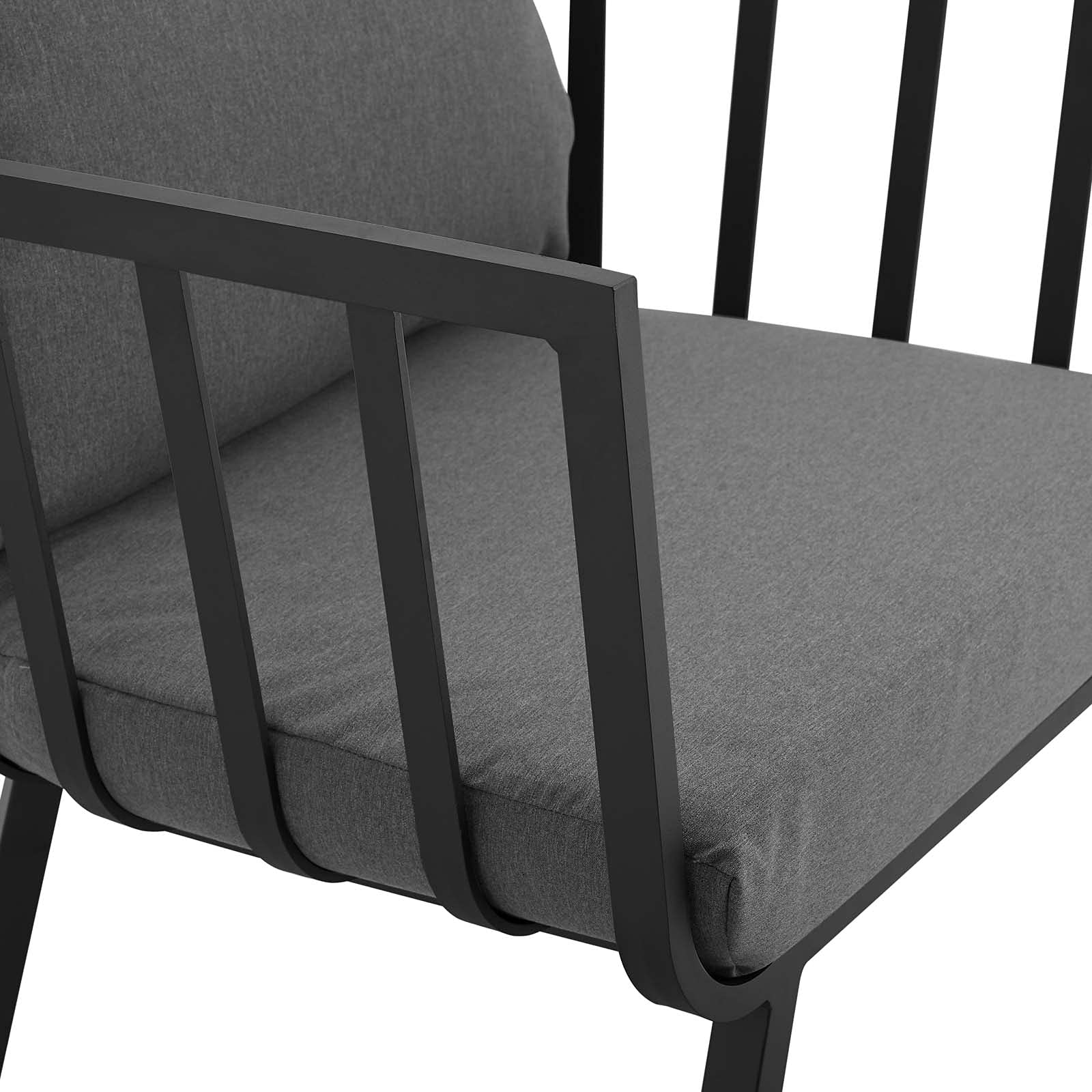 Modway Riverside Patio Aluminum Armchair Charcoal Outdoor Furniture, Gray Charcoa