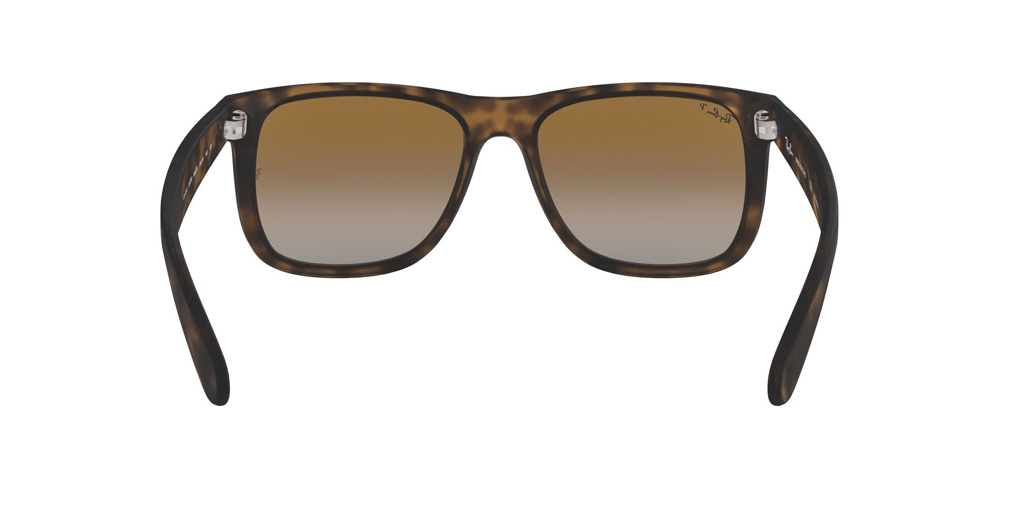 Ray-Ban RB4165 Justin Rectangular Sunglasses, Rubber Havana/Polarized Grey Gradient Brown, 55 mm