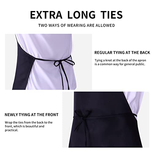 URED 1pcs Black Apron For Women,Bib Kitchen Apron,Extra Long Protection From Knee To Chest,Nail Tech Apron With Pockets,Artist Apron With Pockets,Chef Apron Elegant life RPET fabric