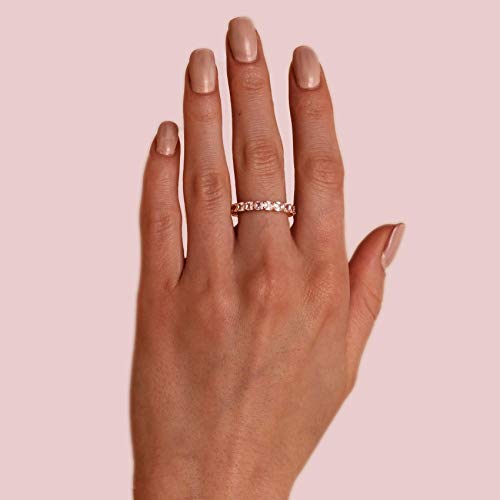PAVOI 14K White Gold Plated Rings Cubic Zirconia Love Ring | 3mm Stackable Rings for Women | White Gold Rings for Women Size 9