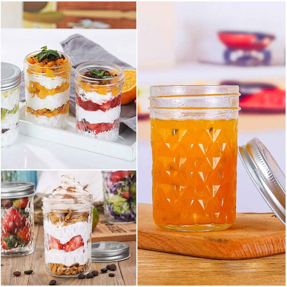 SKOCHE Mason Jars 8 oz 24 Pack Canning Jars with Airtight Lids and Bands, Ideal for Fermenting, Pickling, DIY Decors, Fruit Preserves, Jam or Jelly, 24 Labels Included