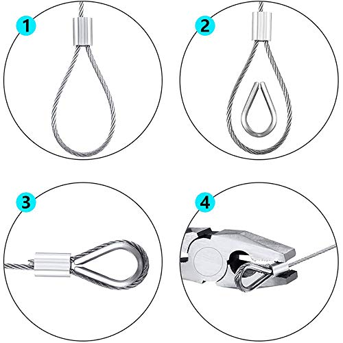 H&T String Light Hanging Kit, Outdoor Lights Hanging Kit, Globe String Lights Suspension Kit with 164ft Coated Stainless Steel Cable,Heavy-Duty and Easy to Install Guide Wire Globe String Light