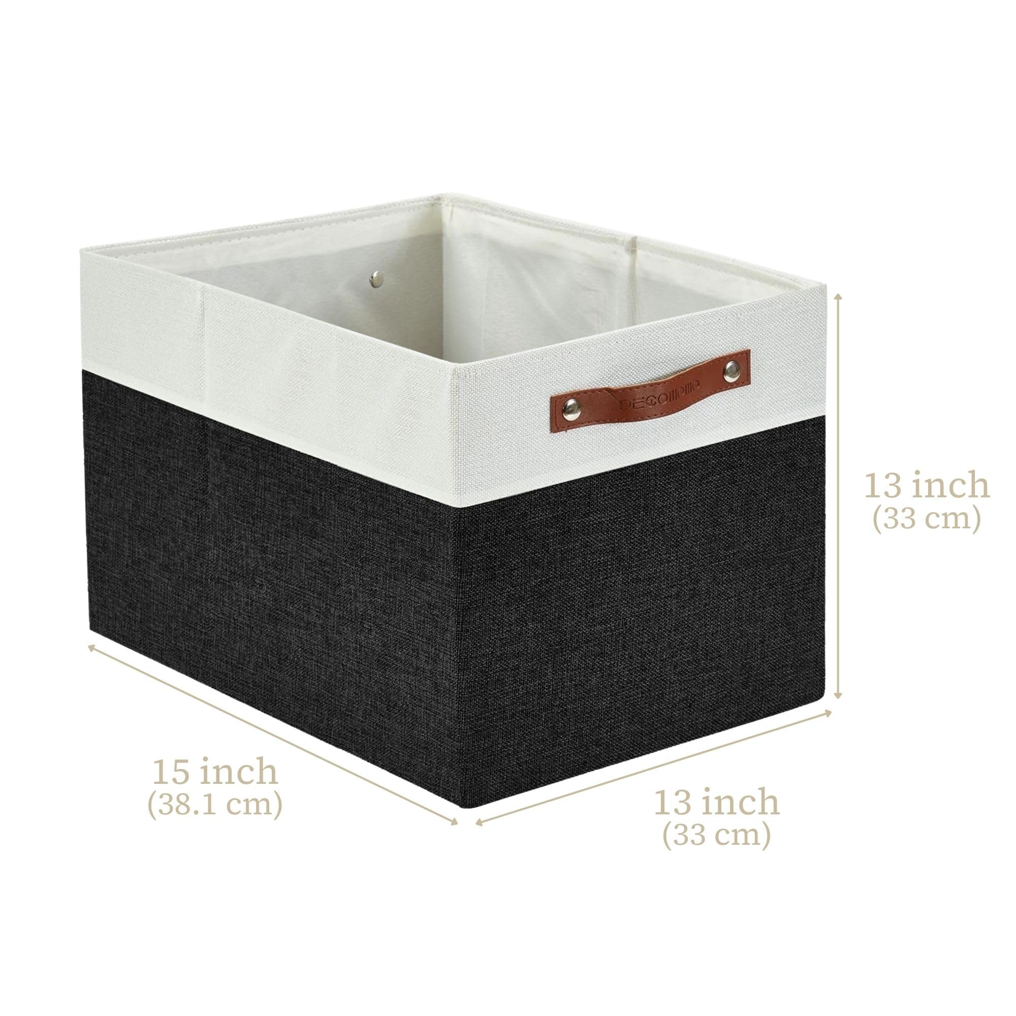 DECOMOMO Small Basket Storage Bins Collapsible Baskets for Organizing Shelves Bathroom Toy Baby Closet Gift Baskets Nursery Linen Closet Organizers with Handles (Black & White)
