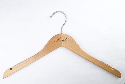NAHANCO B20017ENG Bridal Hanger, Natural Wood Hanger Engraved with (Bride), 17β (1 Piece), Natural w/Engraved Print