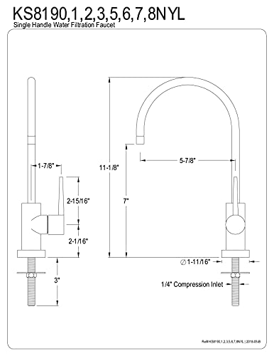 Kingston Brass KS8190NYL New York Water Filtration Faucet, Matte Black, 11.13 x 5.88 x 1.69