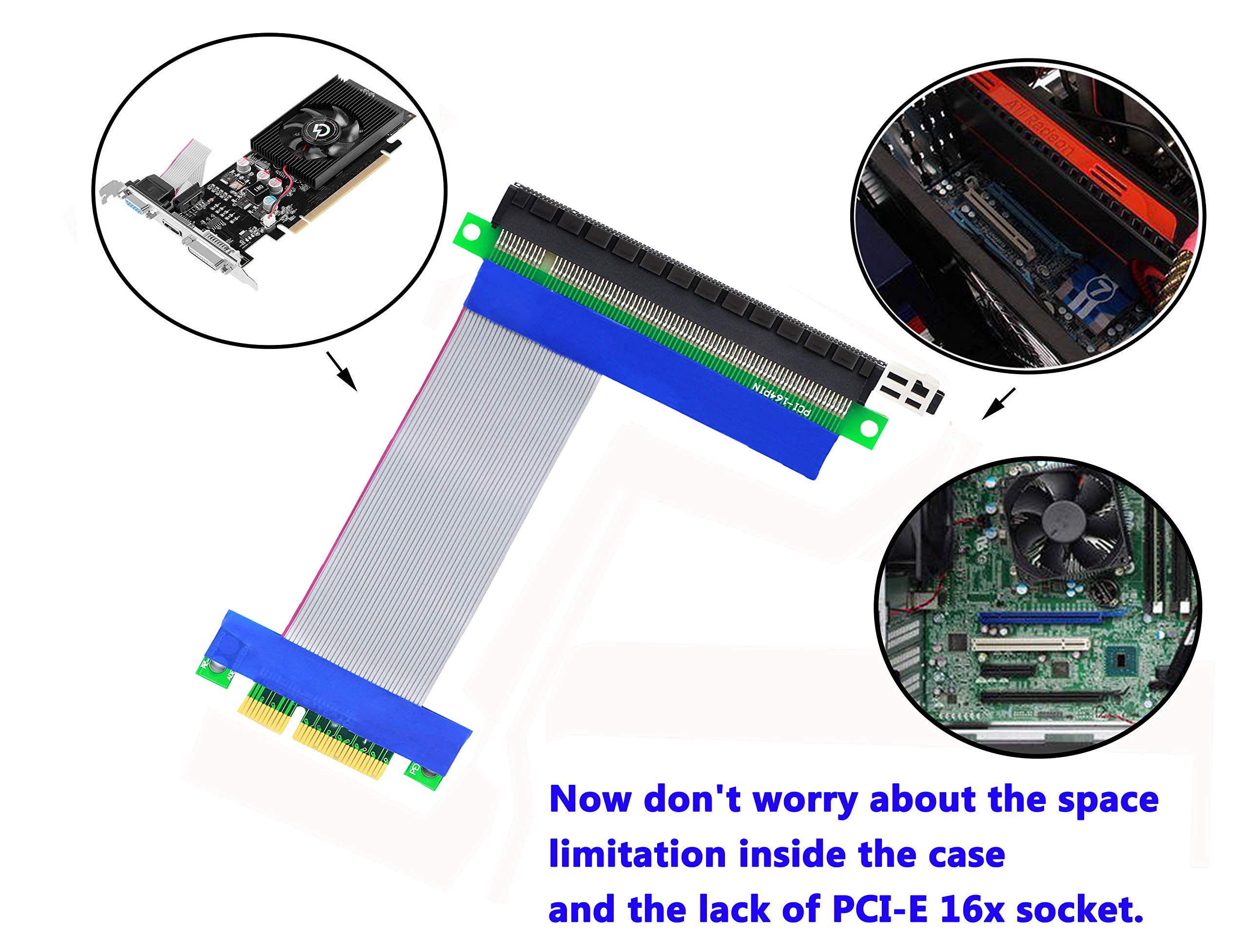 CERRXIAN PCI-e PCI Express 16X Female to 4X Male Riser Mining Extension Cable 14cm(16-4x)