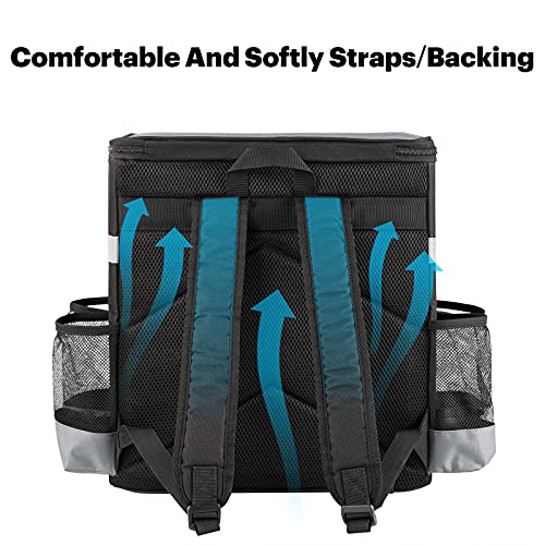Thermal Food Delivery Backpack w/Cup Holders Insulated Pizza Delivery Bag Mesh Pocket and Receipt Window Waterproof Cooler Bag for Outdoors,Doordash, Uber, Postmates, Instacart