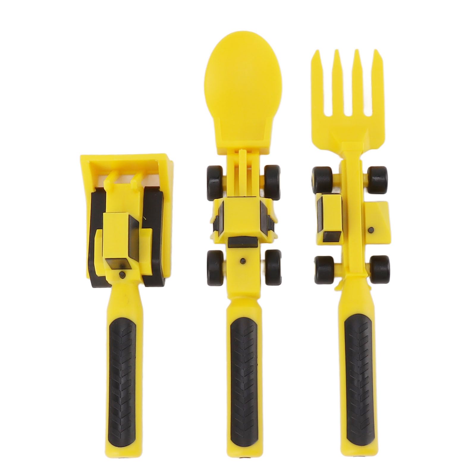 Construction Themed Utensils, Excavator Fork Spoon, Eating Set with Pusher, Safe and Easy to Use