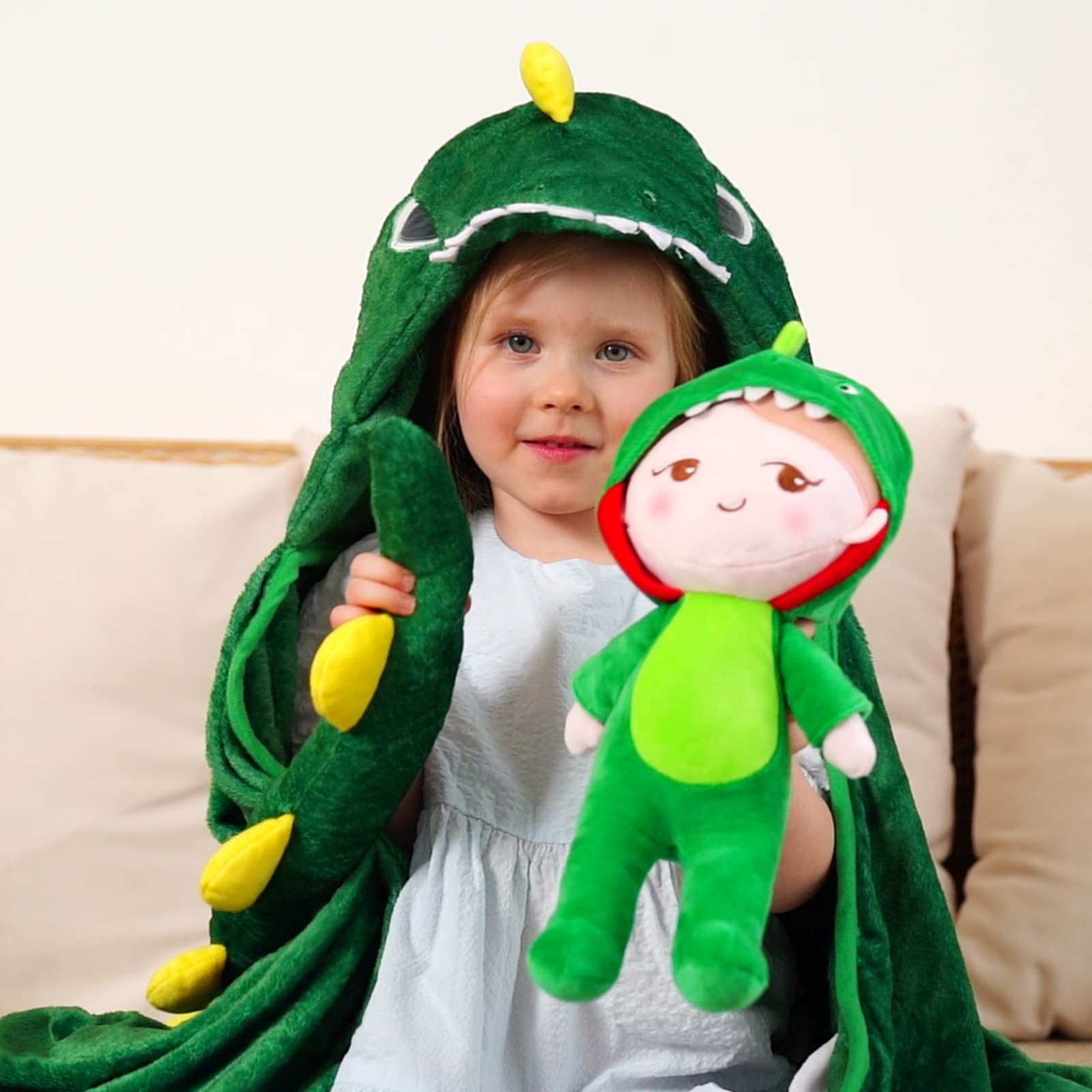 Dinosaur Blanket Super Soft Baby Throw Blanket, Double Layer Baby Hooded Towel with Dotted Backing for Baby Infant Toddler
