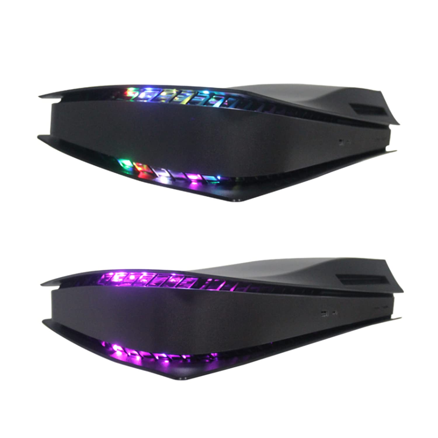Face Plates with RGB LED Light Strip and Cooling Vents for PS5 Disc Edition, Cover Shell Faceplates for PlayStation 5 Console Replacement Panel, 400+ Effects Light (Black)