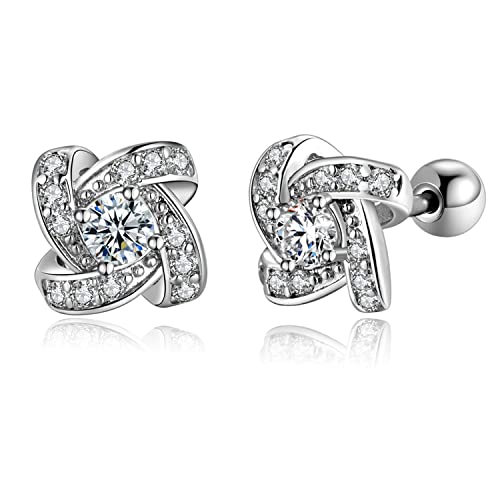 CANDYFANCY 2 Pieces 16g Gem Knit Knot Upper Ear Cartilage Helix Studs Earrings Auricle Piercings 16 Gauges 1/4" 6mm