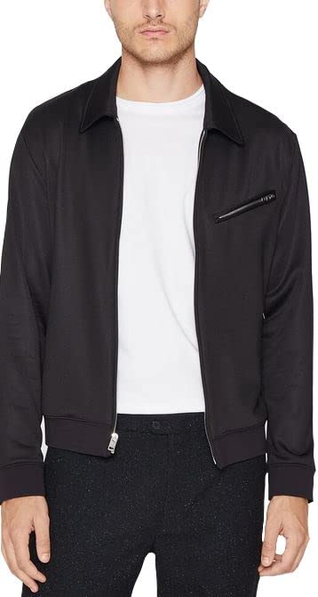 Club Monaco Men's TECH Terry Jacket, Caviar, Large