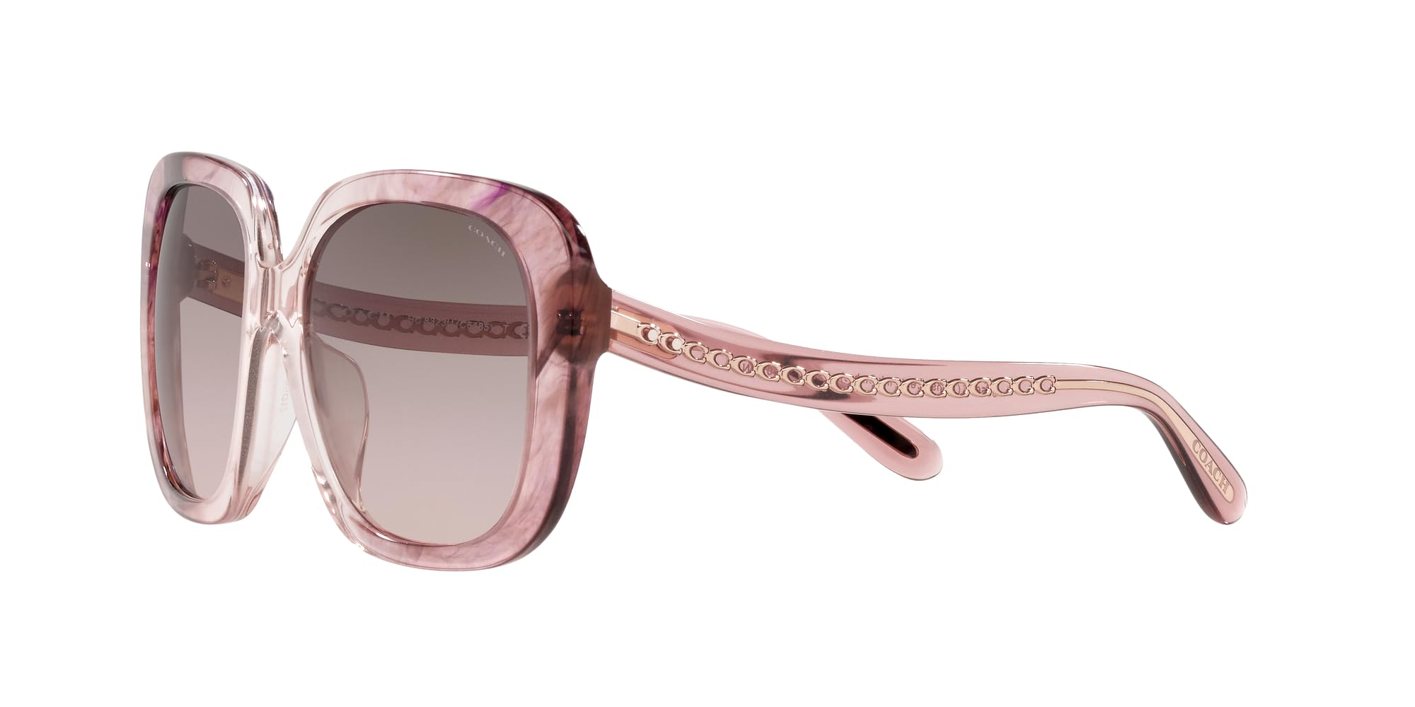 Coach HC8323U Universal Fit Sunglasses, Transparent Pink Ombre/Brown Pink Gradient, 56 mm