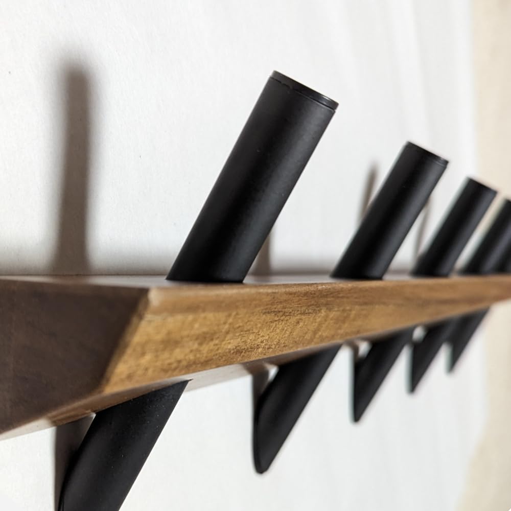 Generic Modern Wall Coat Rack 5 Hooks, 21 Inch, Wood Finish Black Matte Pegs, Brown, gen26268