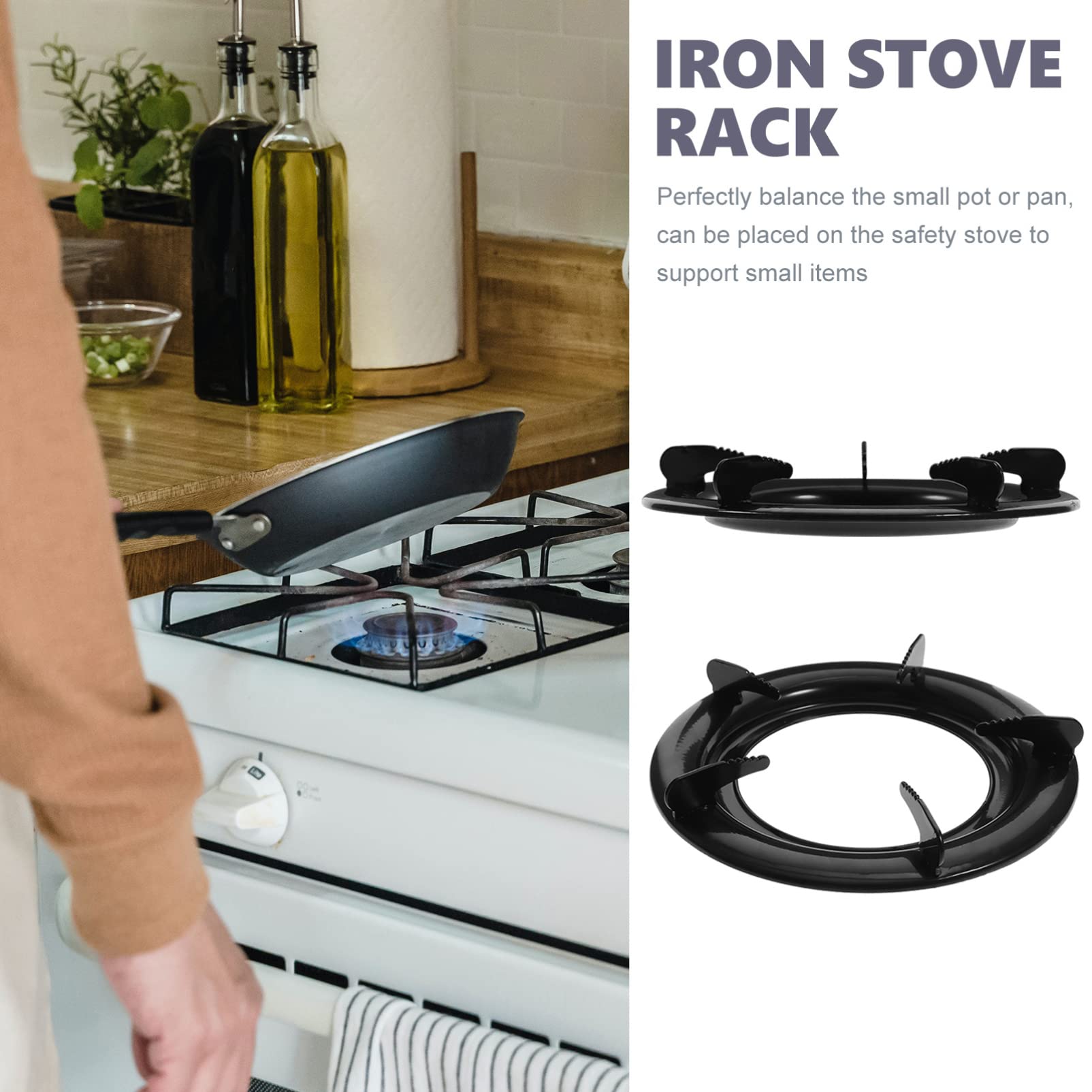 DOITOOL Wok Ring Cast Iron 2PCS- Universal Wok Ring for Gas Stove- Non Slip Wok Support Ring Wok Stand for Gas Stove Rack Accessories Cookware Accessories ( Black/ 9in )
