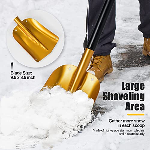 Goplus Snow Shovel for Car, 22”-32.5” Collapsible Portable Emergency Snow Removal Tool for Driveway Snowmobile Trunk, Lightweight Aluminum