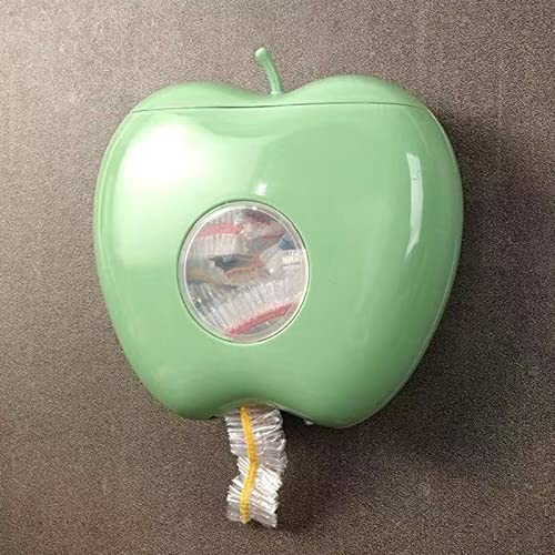 Fresh Keeping Bag Storage Box Wall-mounted Punch-free Large Capacity Space-saving Dustproof Apple Shape Food Cover Cling Film Food Wrap Shower Caps Container Organizer Dispenser for Kitchen Bathroom