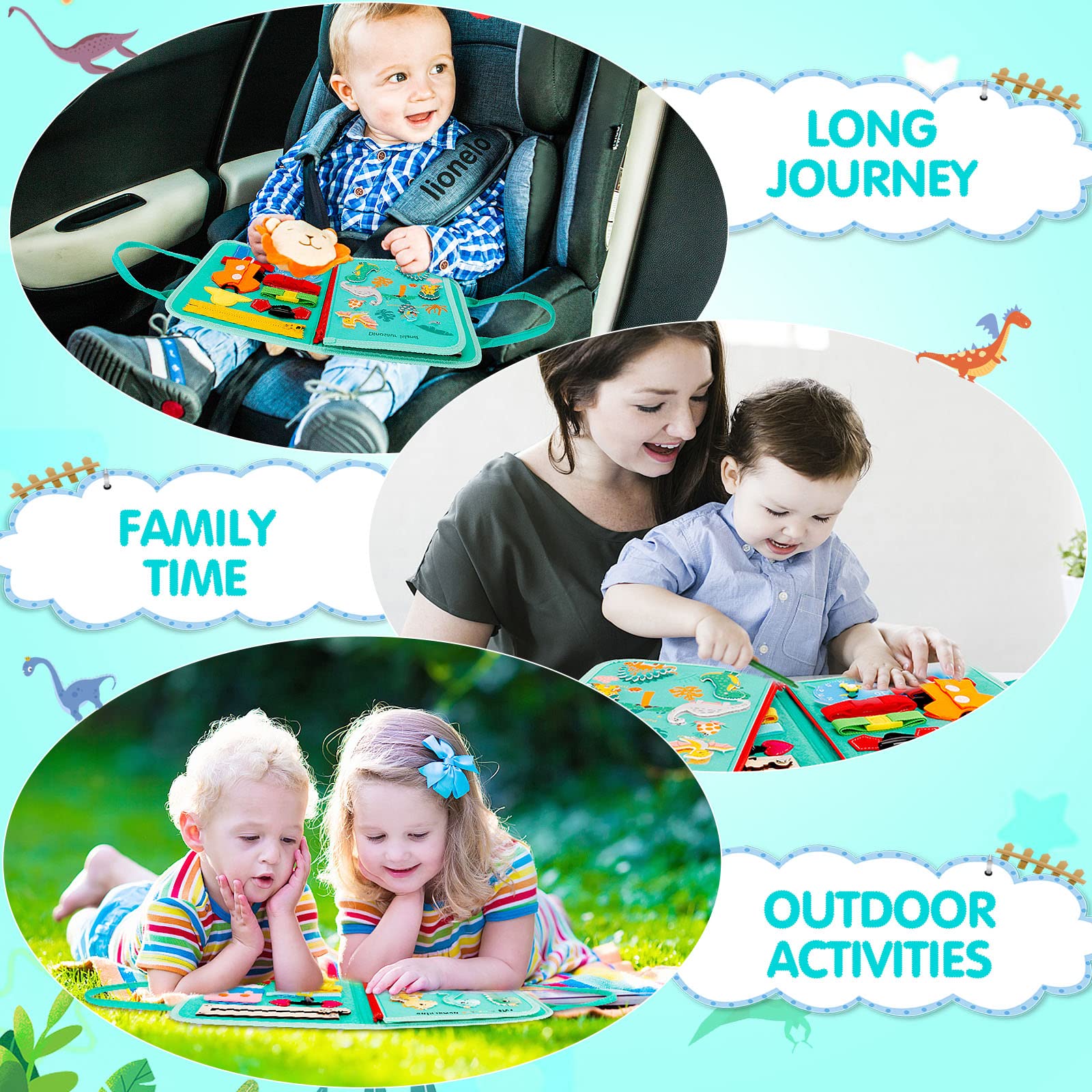 ezdoit Busy Board Montessori Toy Sensory Board for Toddlers Preshool Educational Activity Travel Toy Gift for 3 4 5 Years Old Boys Girls
