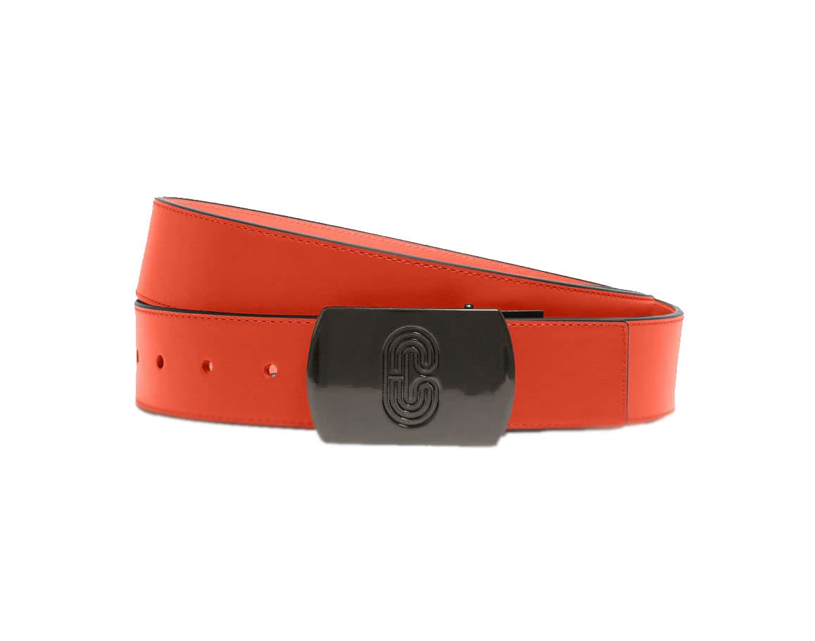 COACH Men's Plaque Buckle Cut To Size Reversible Belt, 38 Mm (Black Antique Nickel/Midnight/Mango)