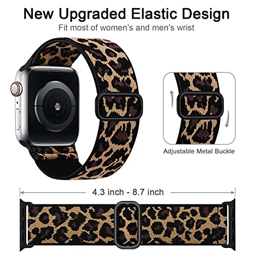 Stretchy Nylon Sport Bands Compatible with Apple Watch Band 38mm 40mm 41mm 42mm 44mm 45mm Women Men, Adjustable Braided Elastic Solo Loop Bands for iWatch SE Series 8/7/6/5/4/3/2,6 Packs E